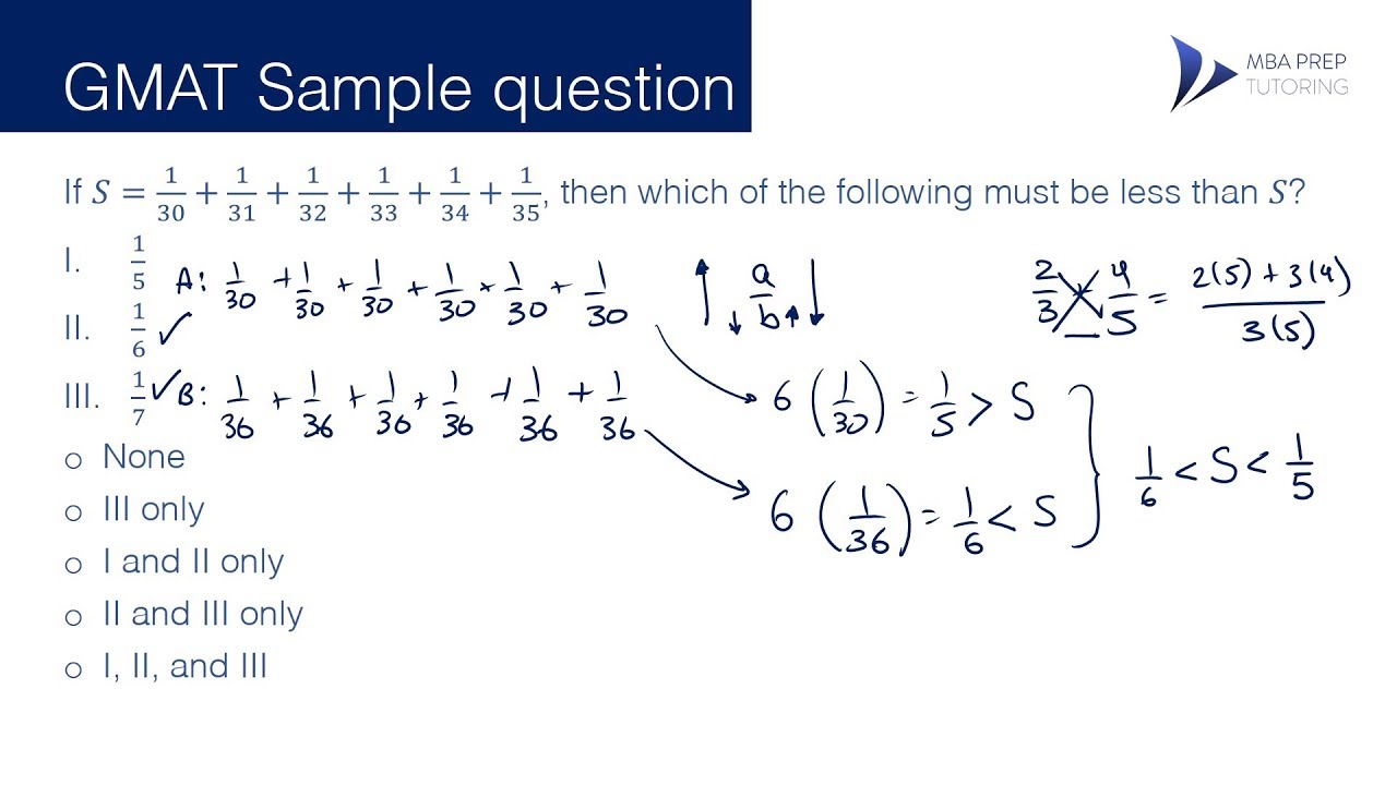 GMAT sample question - Approximating fractions - YouTube