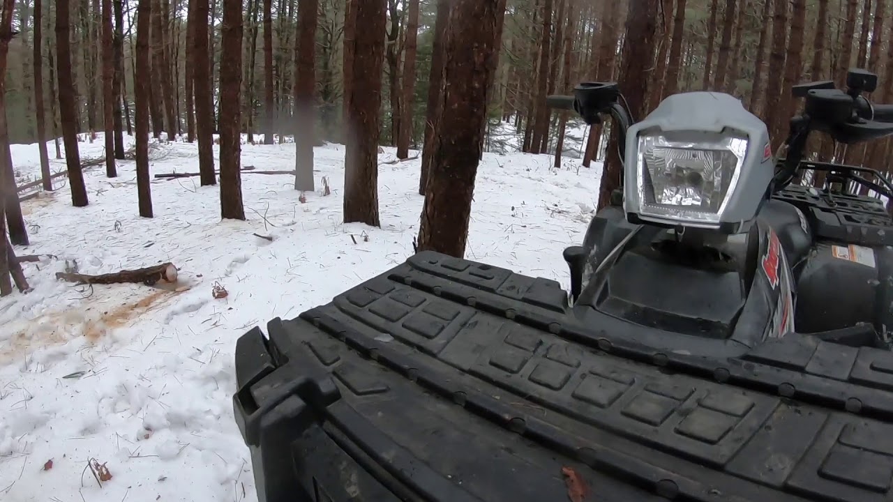 Superwinch LT3000 and Polaris Sportsman 700 logging - YouTube