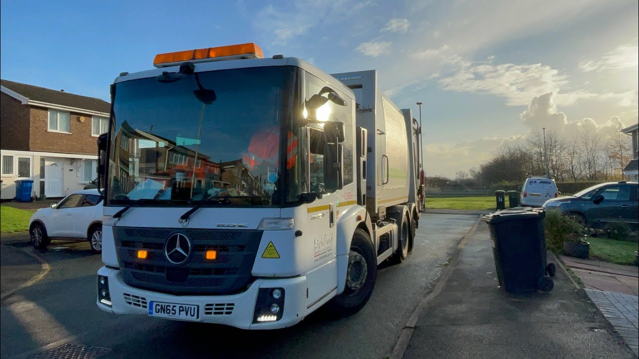 Mercedes Econic Bin Lorry on General Waste, PVU - YouTube