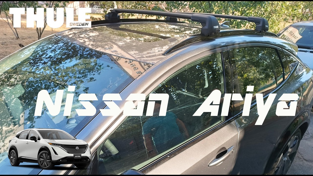 Roof rack bar with flush railing Thule Edge Wingbar Nissan Ariya - YouTube