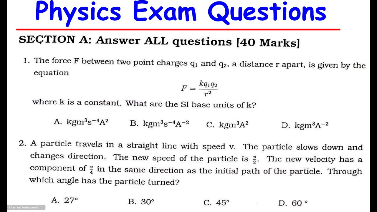 Physics 2024 part 1 Semester 1 Exam Solutions Explained | Must-Watch ...