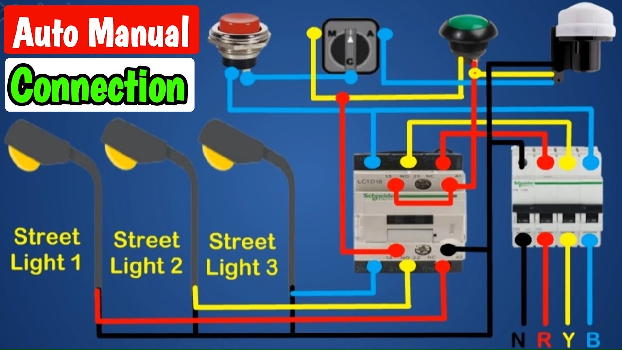 Auto Manual Connection Street Light in Photocell Sensor with Contactor ...