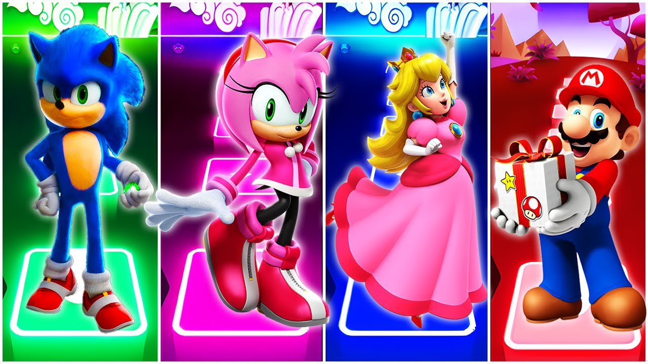 Sonic vs Amy Rose vs Princess Peach vs Super Mario Bro || Tiles Hop EDM ...