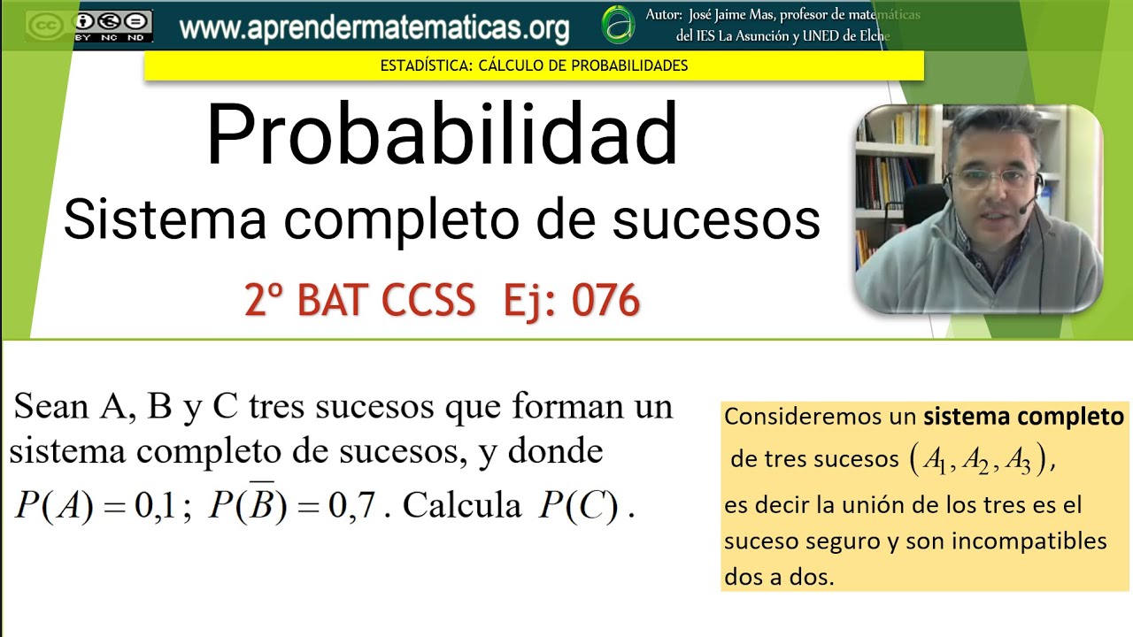 Sistema completo de sucesos Probabilidad 2batccss2 04 076 - YouTube