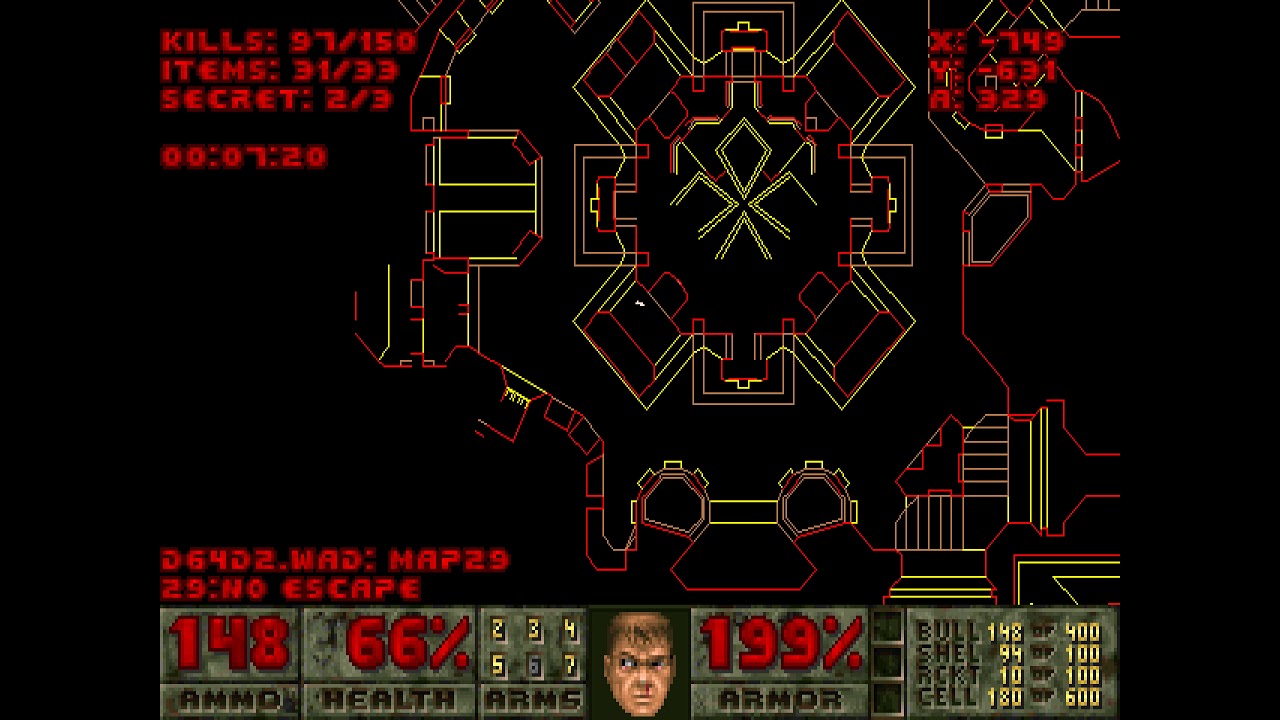 Doom 64 for Doom 2 (Crispy Doom) - MAP29 No Escape - All Secrets - YouTube