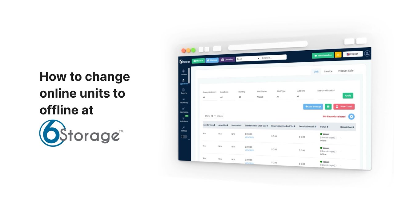 How to change online units to offline at 6Storage? - YouTube