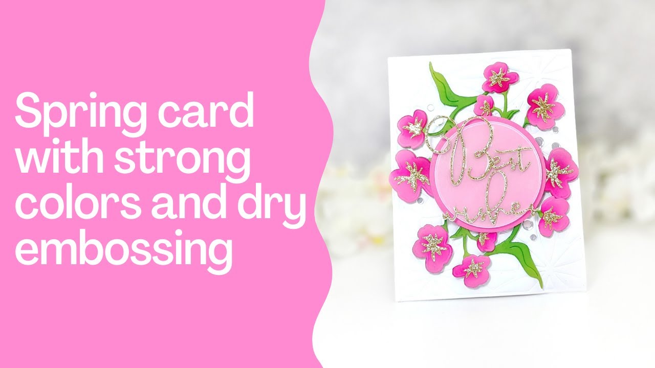 Spring card with strong colors and dry embossing - YouTube