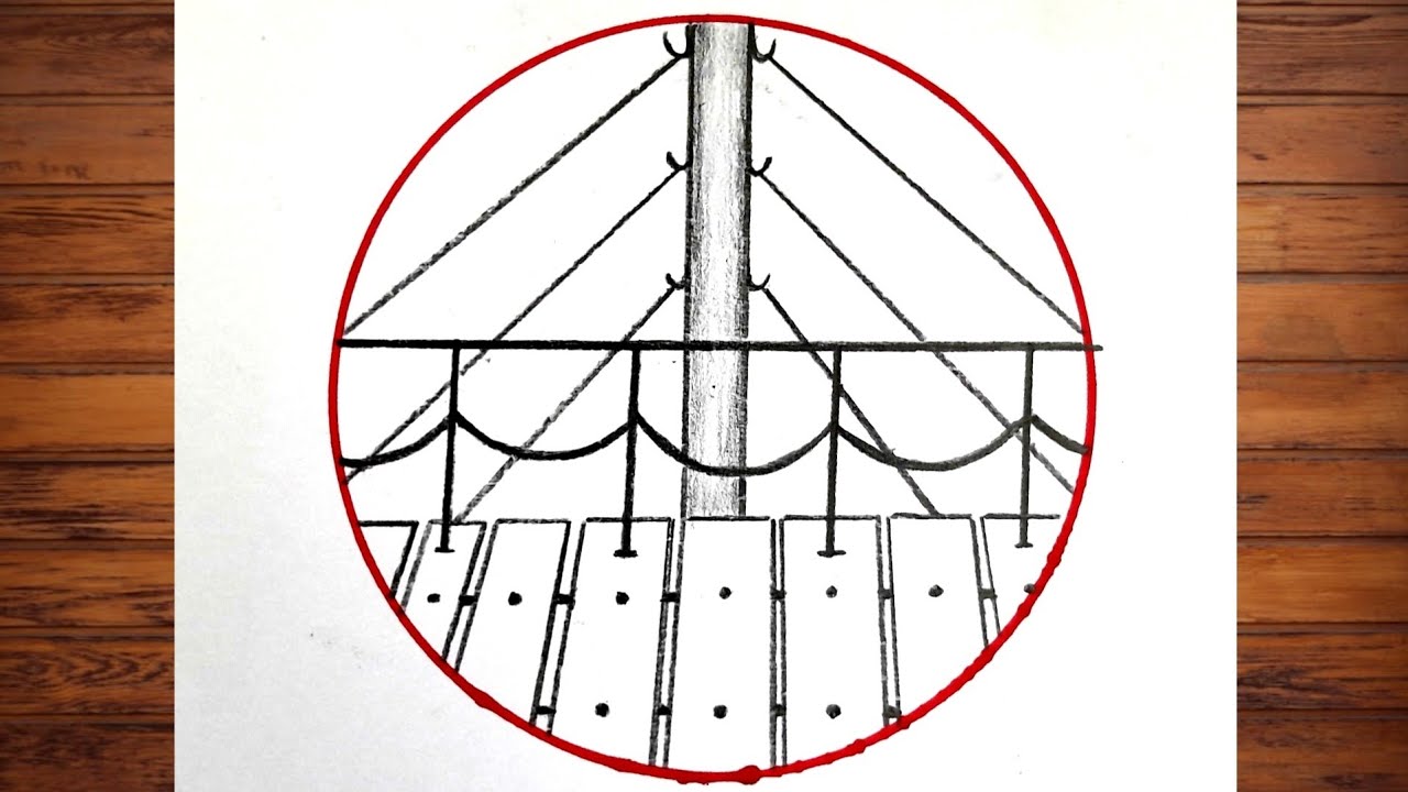 how to draw a suspension bridge 🌉 circle ⭕ drawing in pencil | bridge ...
