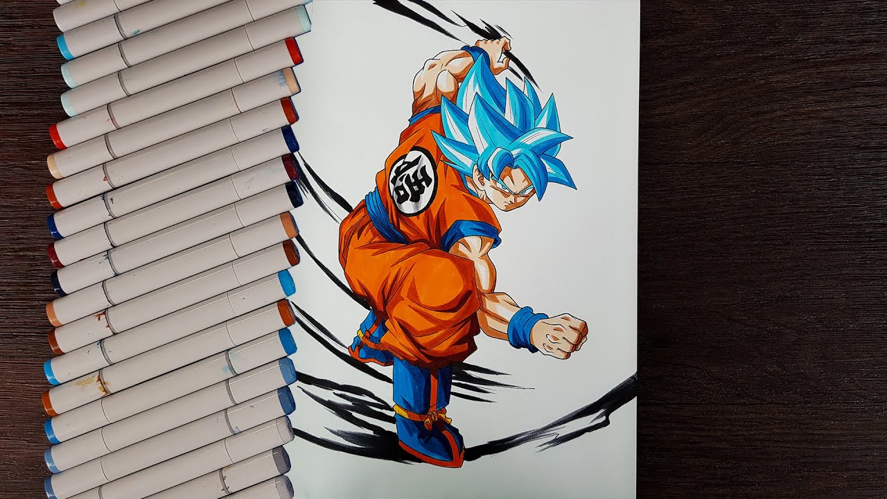 Drawing Goku Super Saiyan Blue Path To Power - YouTube