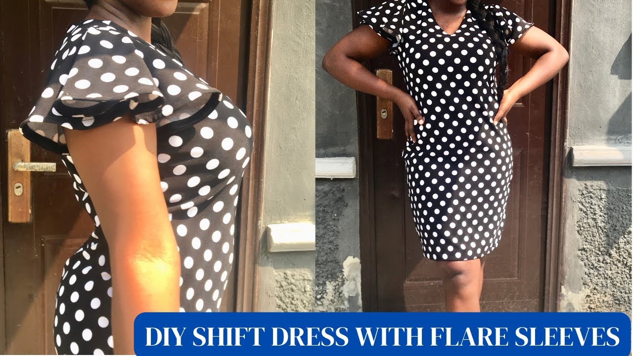DIY| HOW TO MAKE A SHIFT DRESS WITH FLARE SLEEVES| CUTTING AND ...