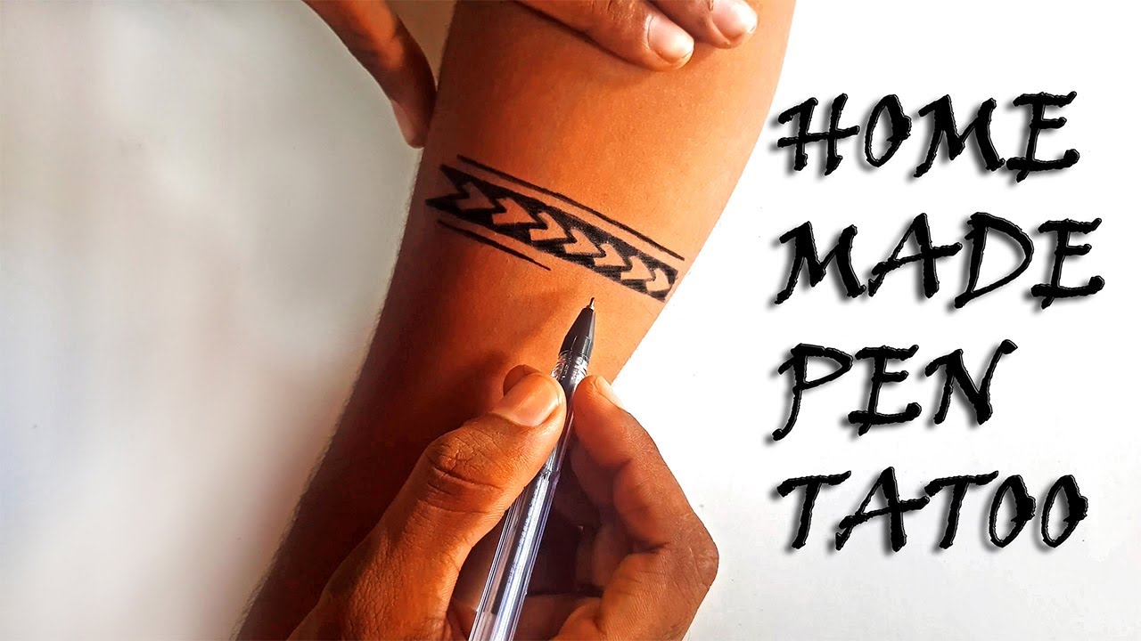 How To Make Tattoo At Home With Pen | Home Made Easy Pen Tattoo #tattoo ...