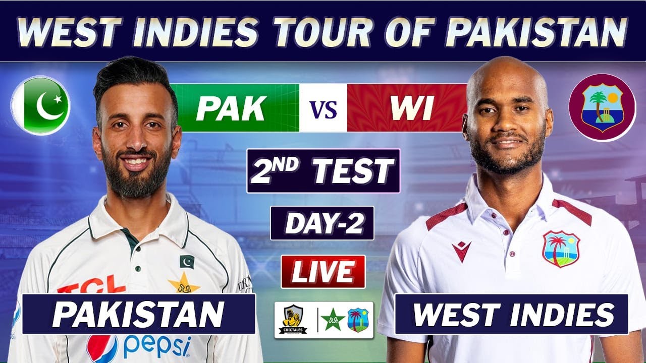 PAKISTAN vs WEST INDIES 2nd TEST MATCH DAY 2 LIVE COMMENTARY | PAK vs ...