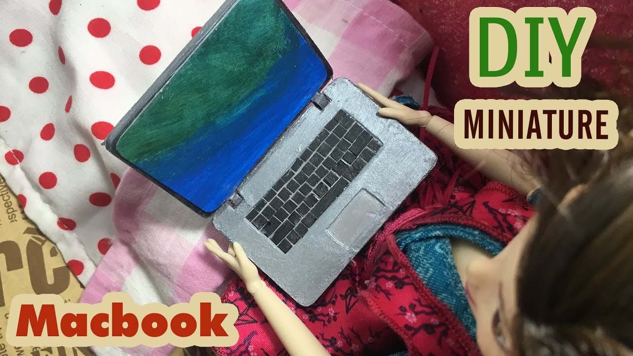 DIY Miniature Macbook for Doll | No Polymer Clay! - YouTube