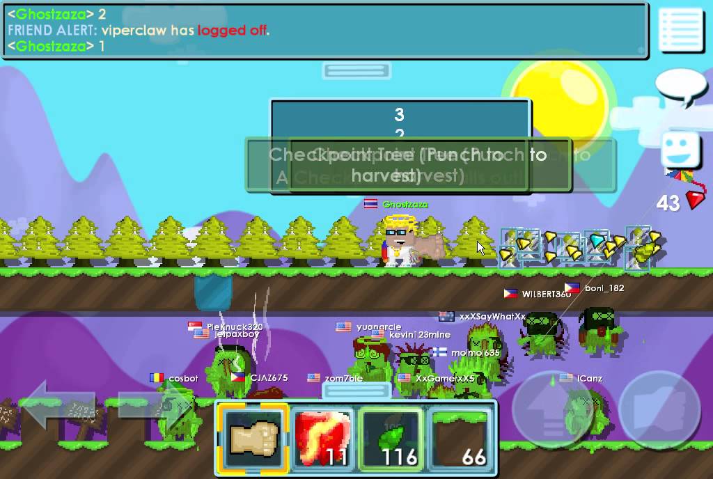 growtopia - break 70 checkpoint trees - YouTube