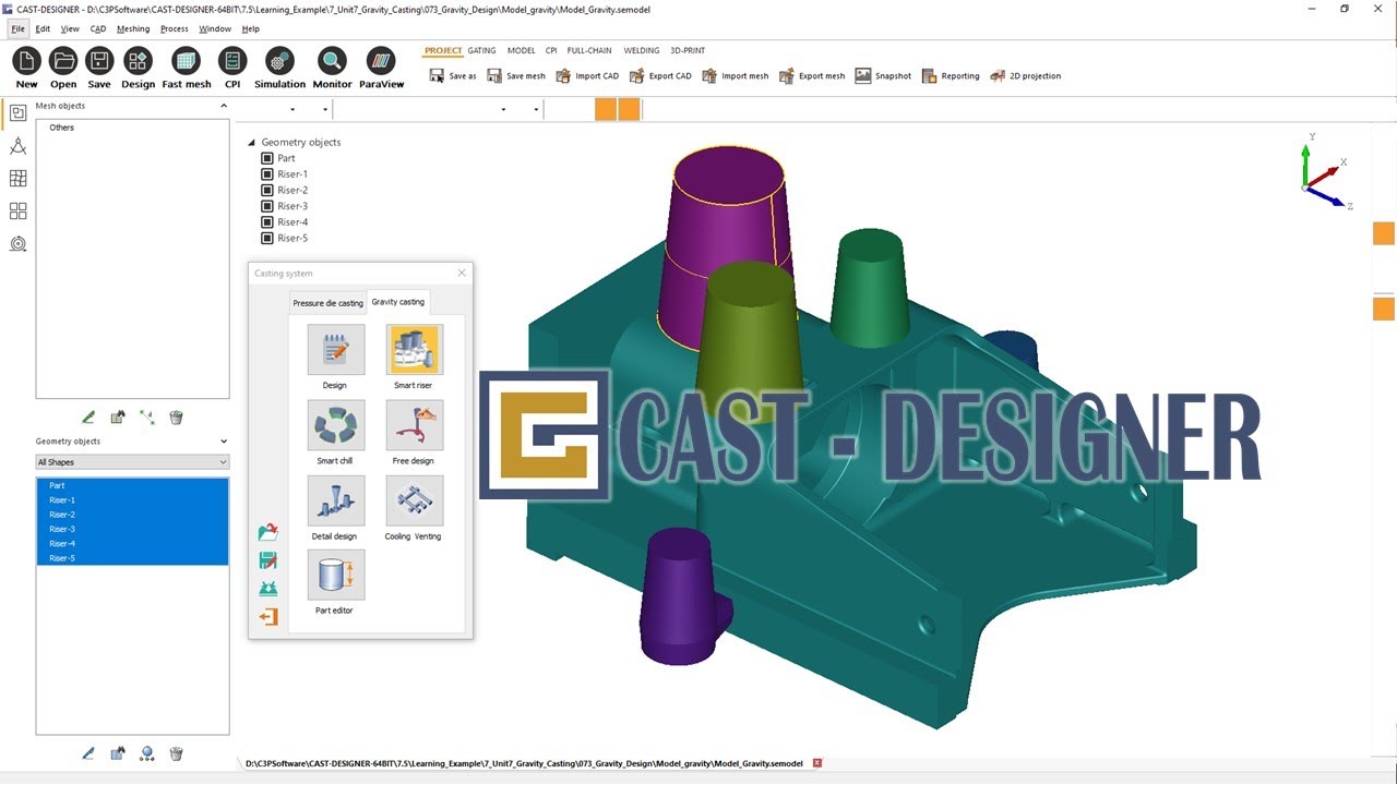 Step2 Design risers, feeders in Cast Designer - YouTube