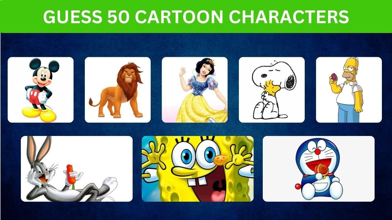 Guess the 50 Cartoon Characters - YouTube