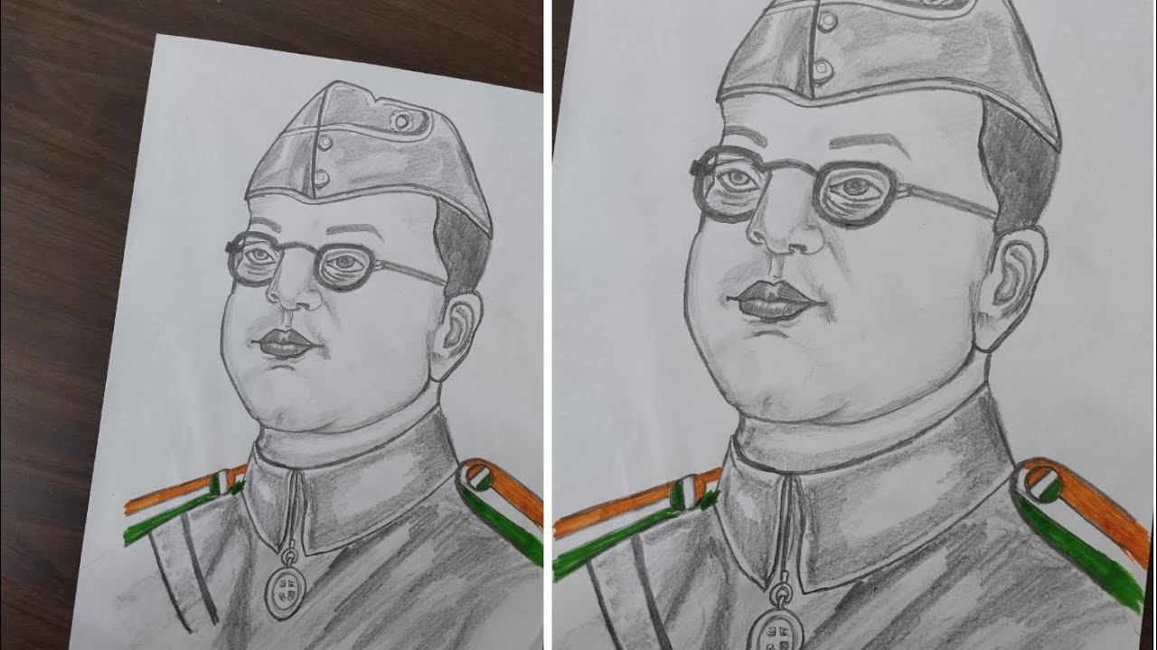 How to Draw NetaJi Subhash Chandra Bose🇮🇳,Easy Subhash Chandra Bose ...