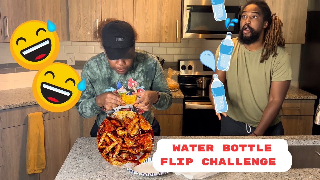 VIRAL WATER BOTTLE FLIP CHALLENGE *SEAFOOD BOIL EDITION* SO HILARIOUS ...