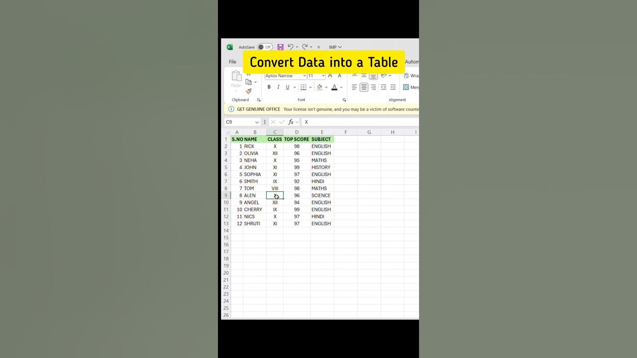 Covert Data to Table Format #explorepage #exceltech #explorepage #exceltips - YouTube