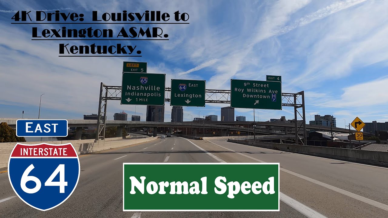 4K Drive: Louisville to Lexington ASMR. Kentucky. Interstate 64 East I ...