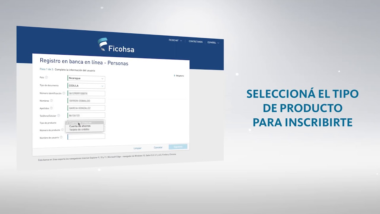 Banca Electrónica Ficohsa - Creación de usuario - YouTube