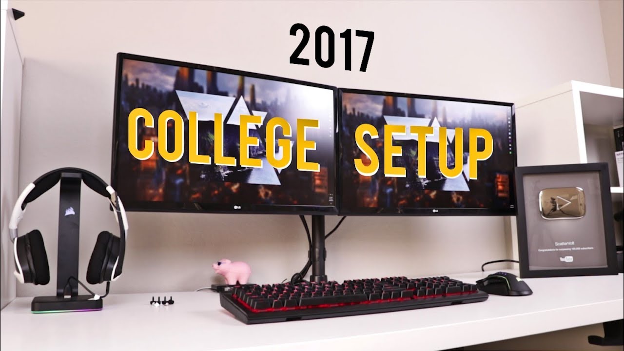 The ULTIMATE College Gamer Desk Setup! - 2017 - YouTube