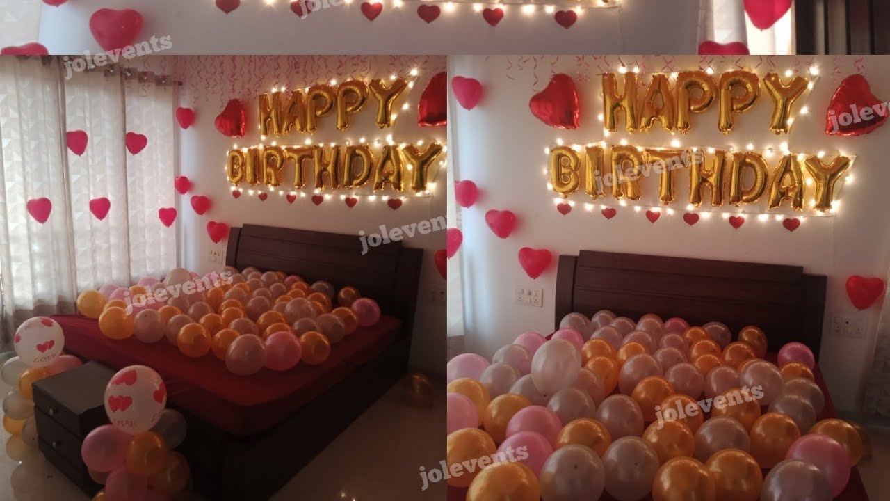 Birthday surprise room decoration, Romantic surprises - YouTube