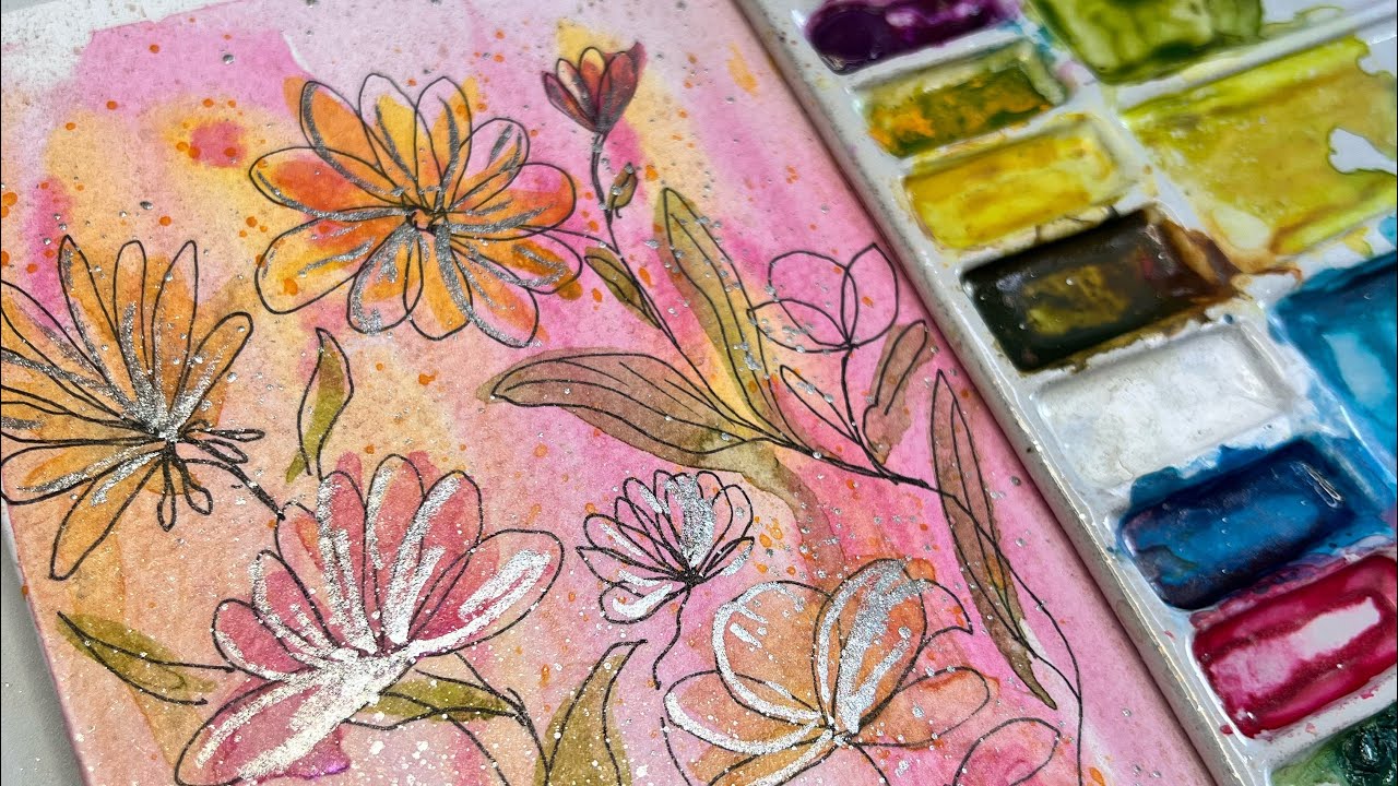 Watercolor Spring cards, A little bit abstract a little bit sparkle! # ...