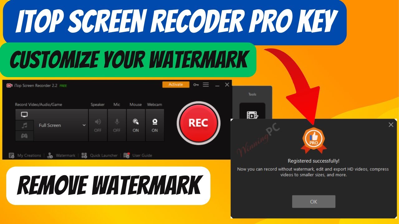 How to remove I top screen recorder watermark and customizes Watermark ...
