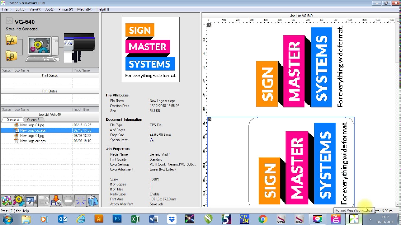 How To Set up a Print and Cut With Reg Marks. Roland Versaworks - YouTube