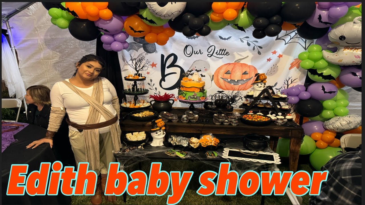 Edith baby shower 🫶🏻 Halloween costume party - YouTube