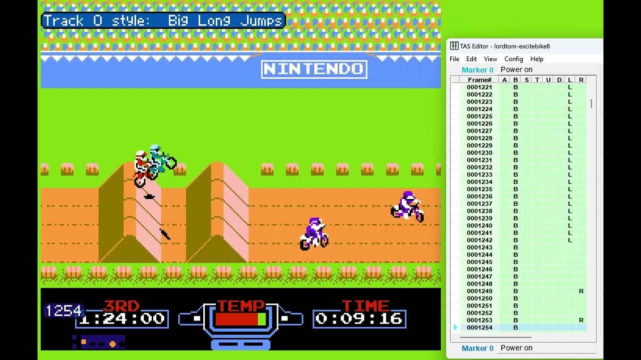 Excitebike track 1 tas with inputs - YouTube