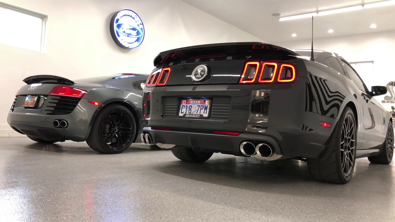 Audi R8 4.2L vs Shelby GT500 5.8L cold start exhaust sound difference ...