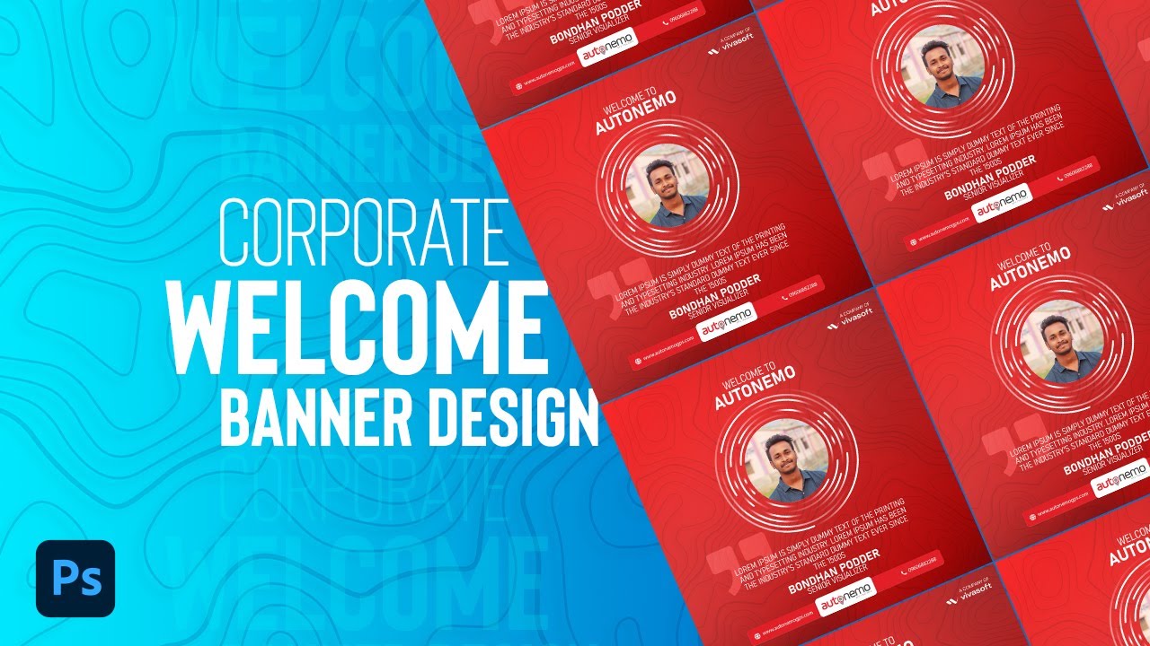 Corporate Welcome Post Banner Design Photoshop Tutorial Bangla Tutorial ...