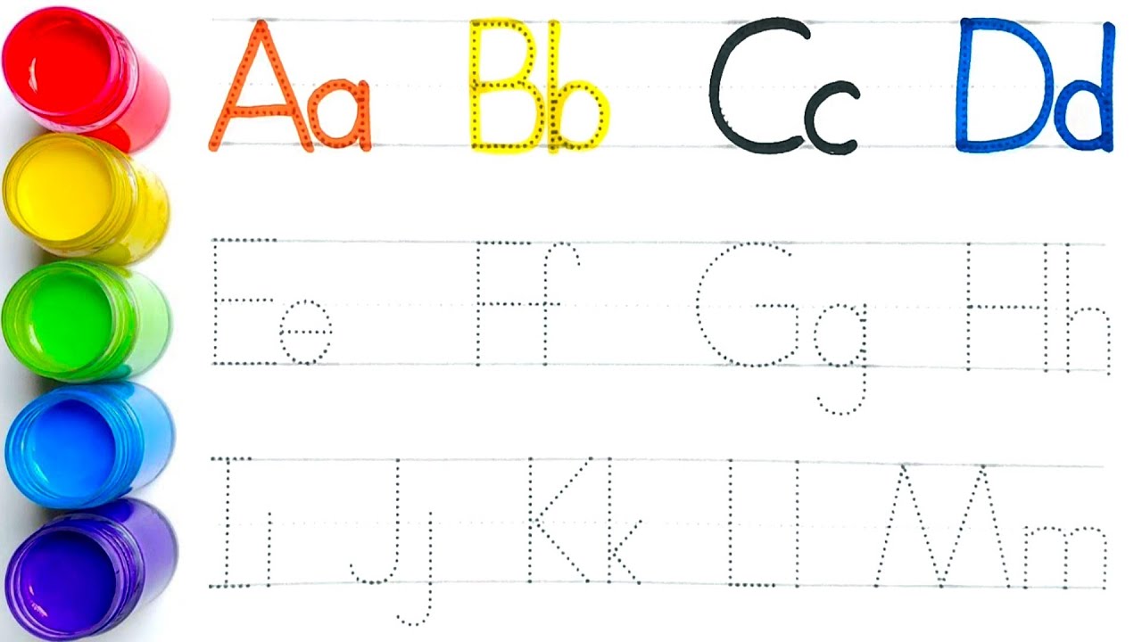 Collection of uppercase & lowercase alphabet dotted lines, ABCD ...