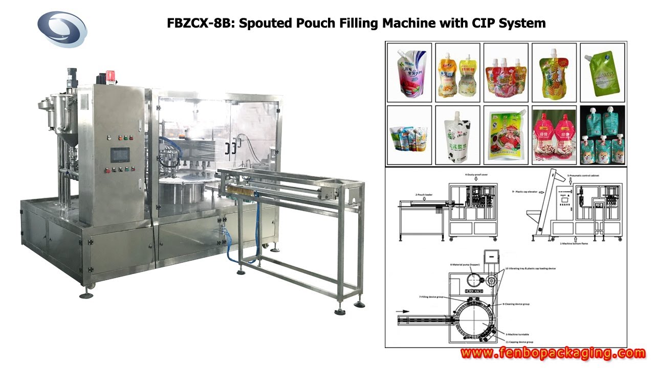 FBZCX-8B: Spouted Pouch Filling Machine with CIP System - YouTube