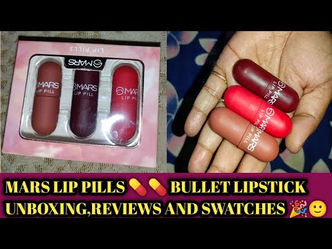 MARS Cosmetics matte Lip Bullet set of 3 Swatches, unboxing & Review # ...