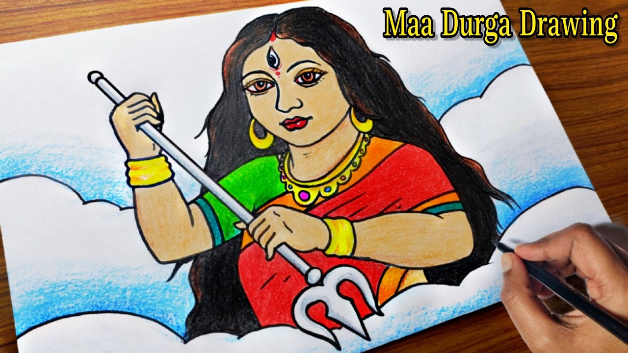 Durga Maa Drawing (Step by Step) | How To Draw Maa Drawing | Durga ...