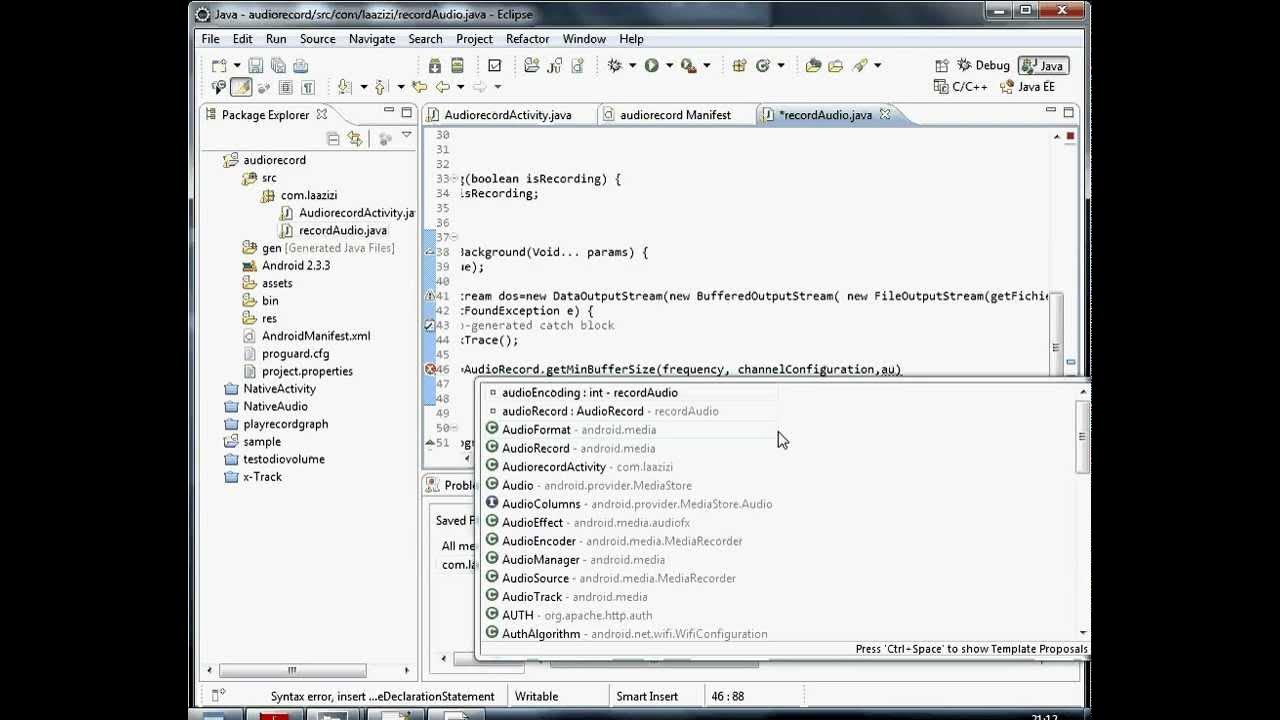 android tutoriel audiorecord and audiotrack - YouTube