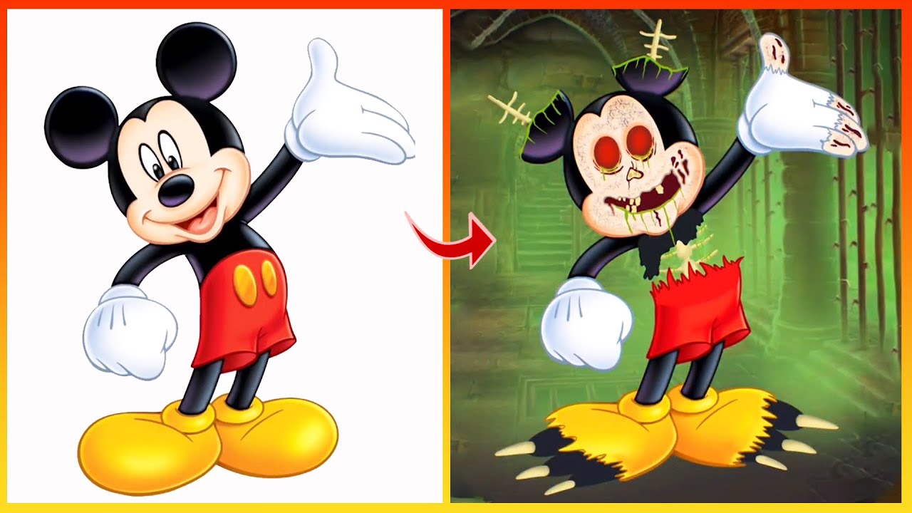 Mickey Mouse Transformation Horror Style - Scary Cartoon Art - YouTube