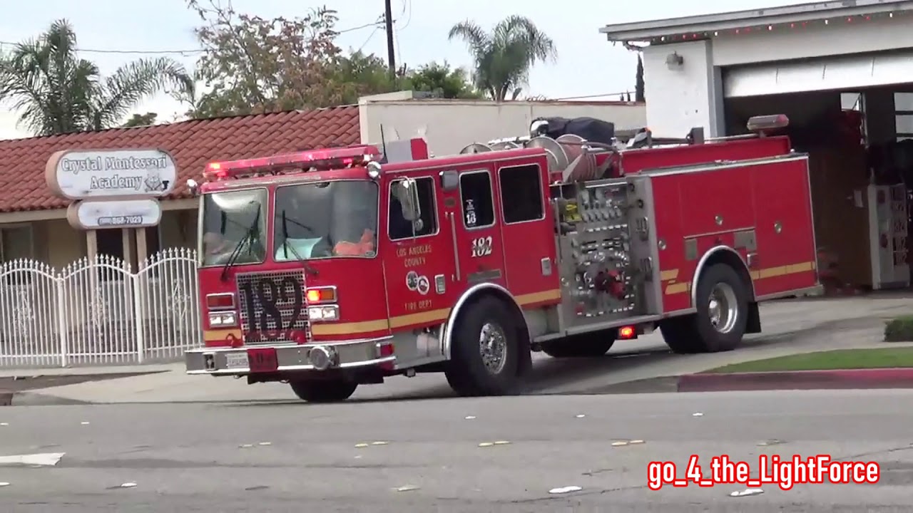 LACoFD Engine and Squad 182 Responding - YouTube