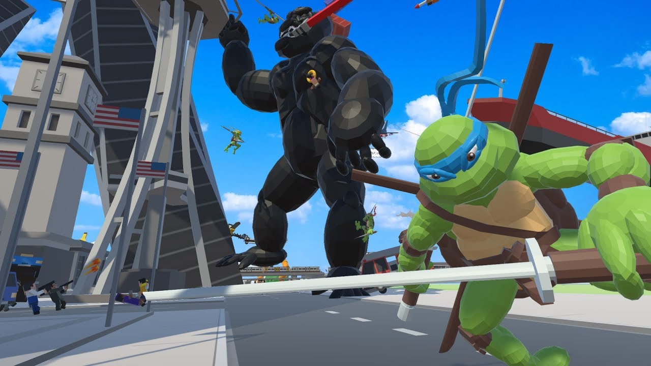 TEENAGE MUTANT NINJA TURTLES DEFEND CITY FROM KING KONG! - Tiny Town VR ...