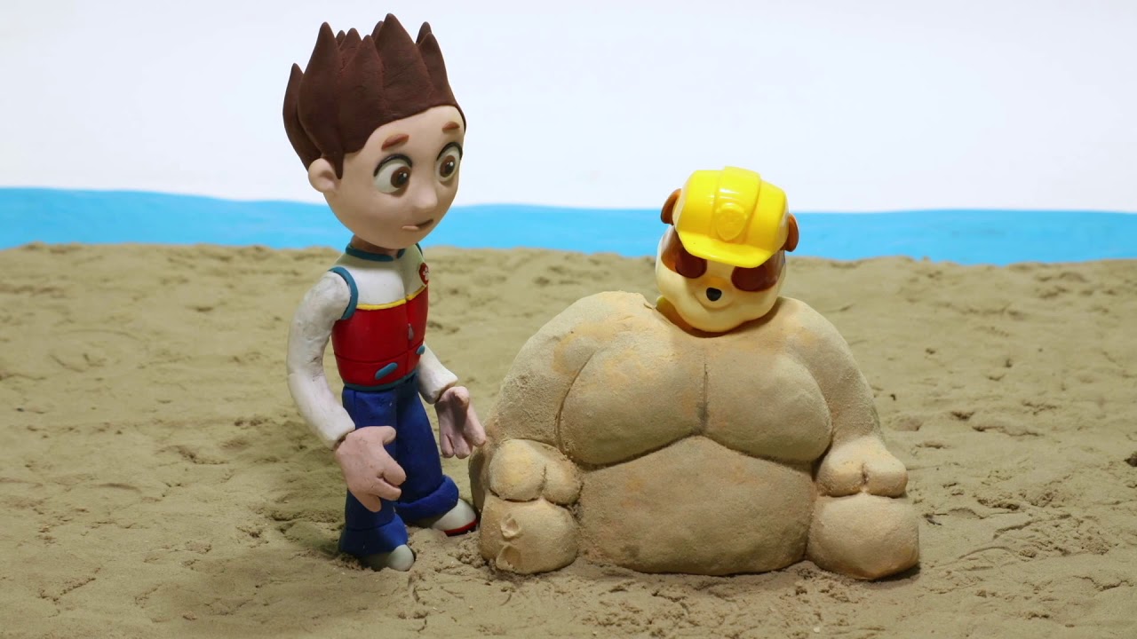 DibusYmas Rubble sand Superhero Play Doh Stop motion cartoons ...