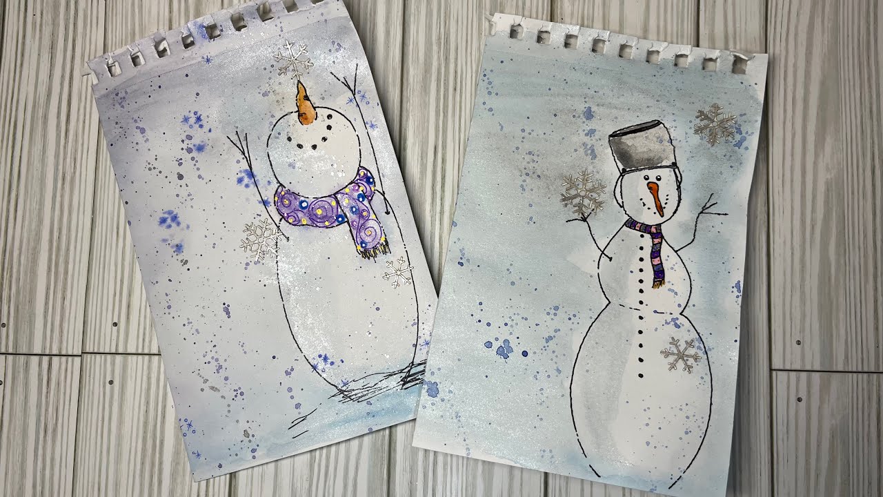 Snowmen Watercolor Journal Pages Frosty Journal #2 (+FREEBIE) - YouTube