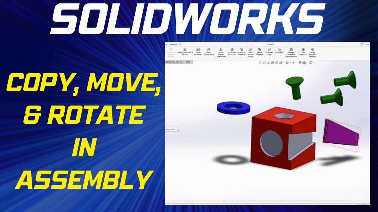 Copying, moving, and Rotating Parts in Assembly in SolidWorks - Solidworks Assembly Basics - YouTube