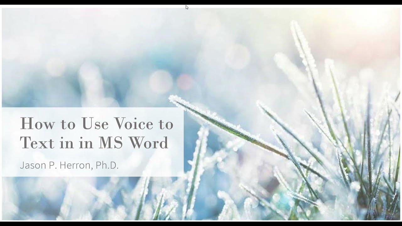 How to use voice to text in MS Word - YouTube