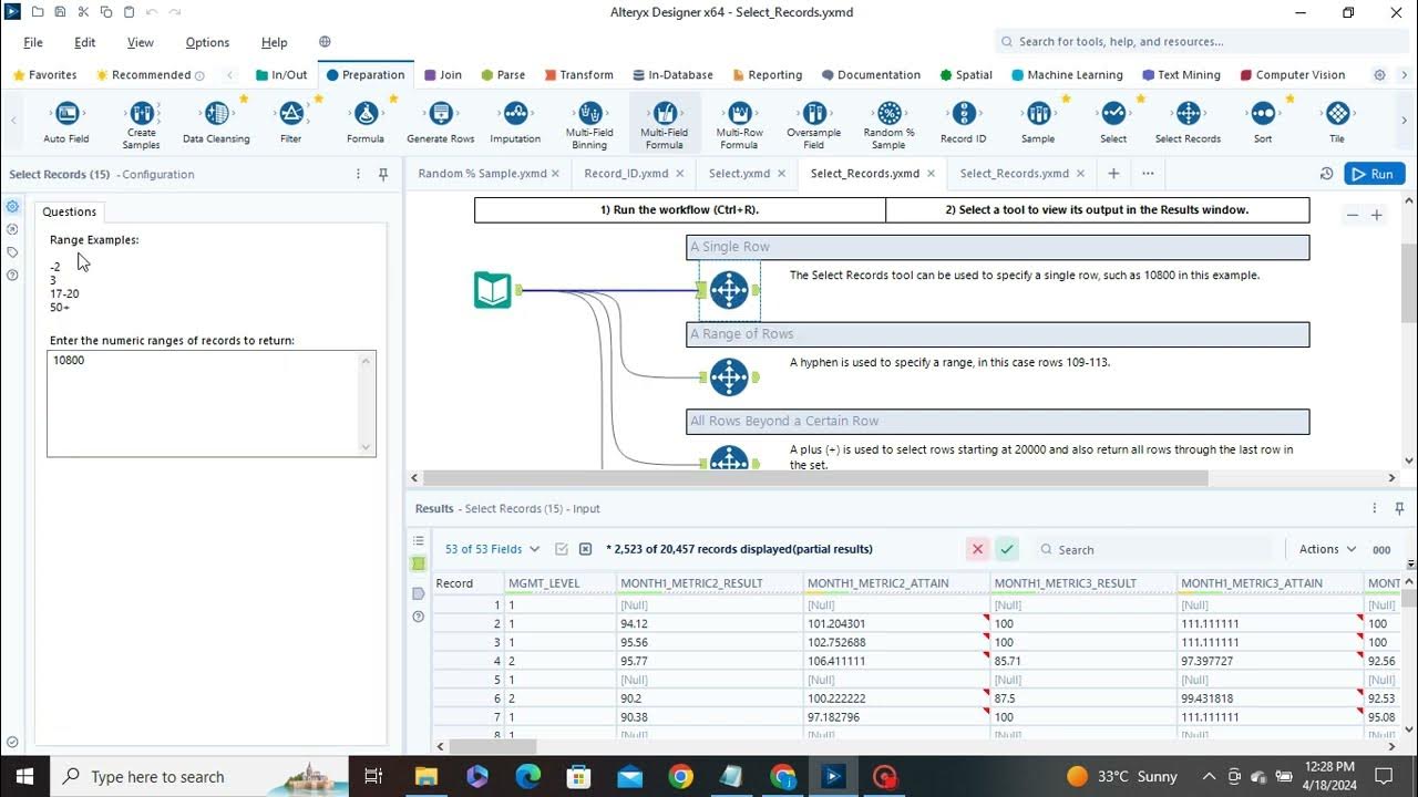 Random % Sample, Record ID Tool,Multi Row Formula,Oversample Field IN ALTERYX tutorial 5 - YouTube
