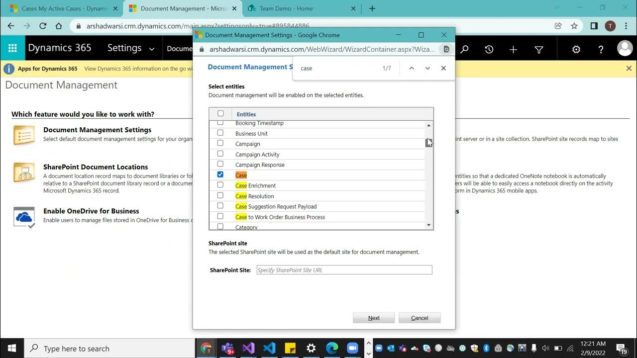 Enable SharePoint integration Dynamics 365 step by step guide line in ...