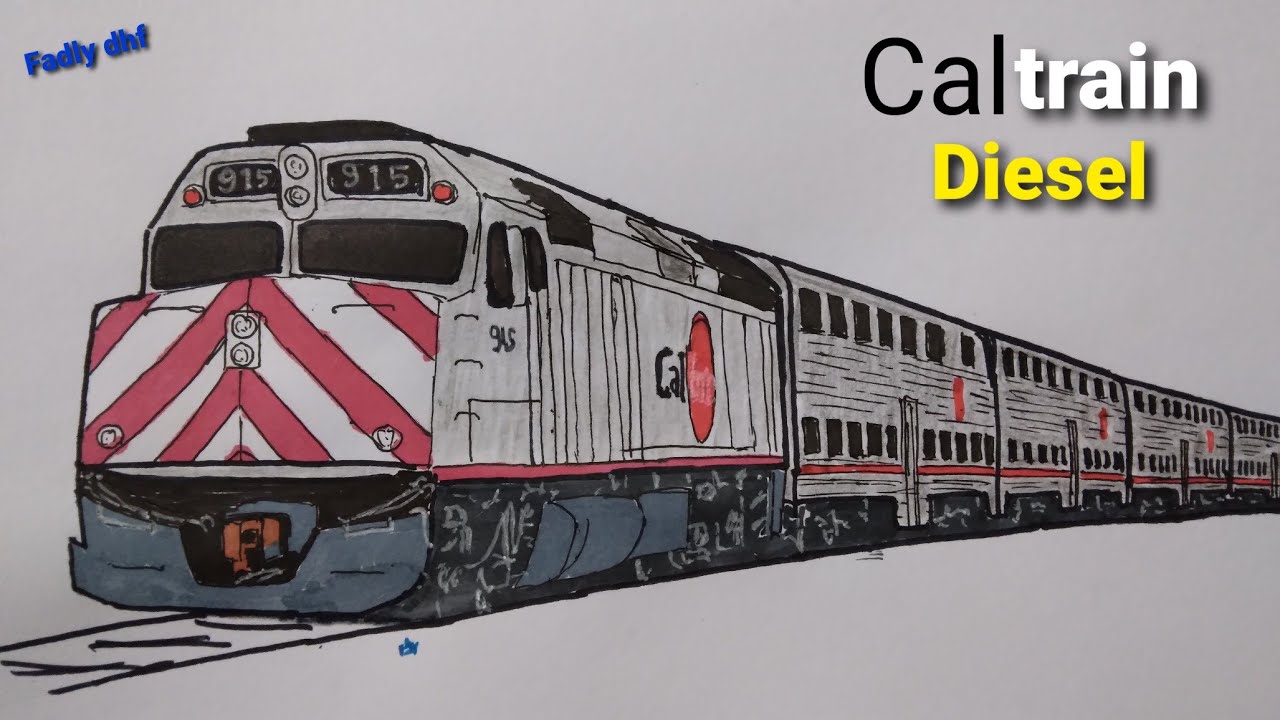 Caltrain Diesel Locomotives EMD F40ph | how to draw Caltrain trains ...