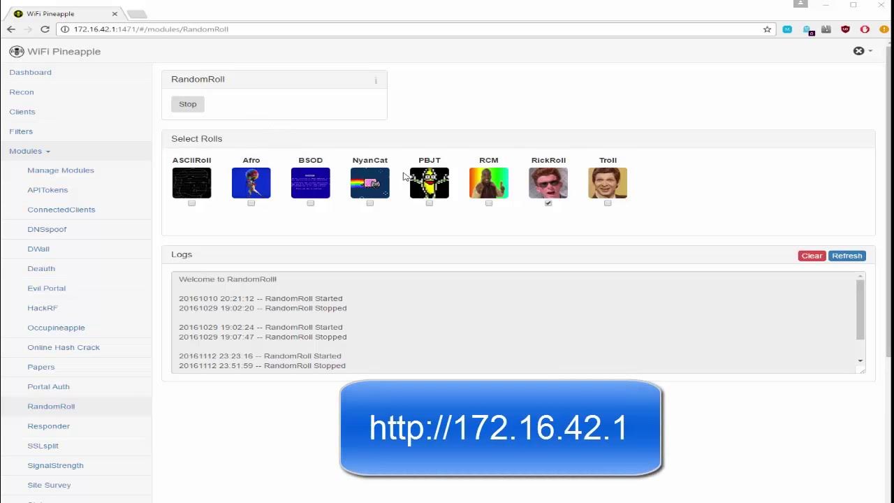 Wifi Pineapple Module Overview: RandomRoll - YouTube